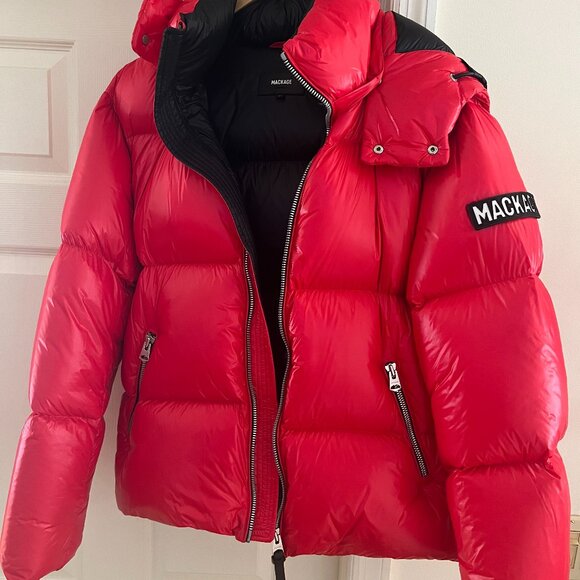 Mackage | Jackets & Coats | Mackage Mens Red Highgloss Hooded Down ...